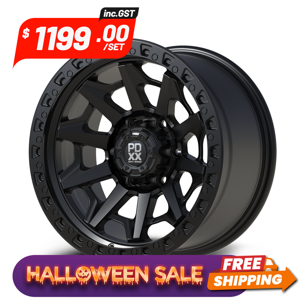PDXX 17 inch Offroad 4X4 Wheels Full Satin Black VIKING – WheelsZone ...
